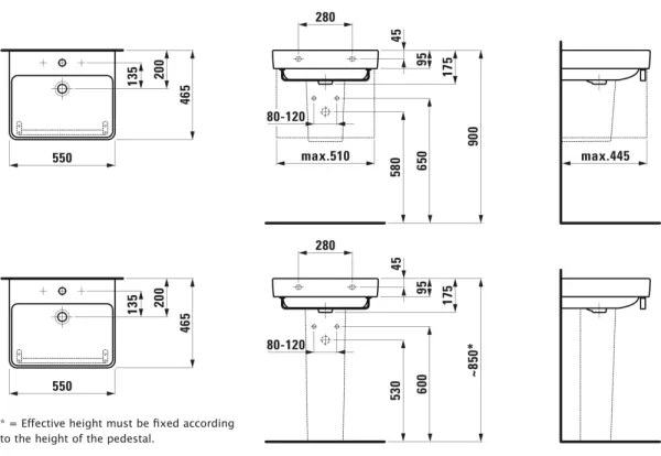 LAUFEN H8109620001041 - Umyvadlo na desku/závěsné PRO 55x46,5 cm keramika/bílá
