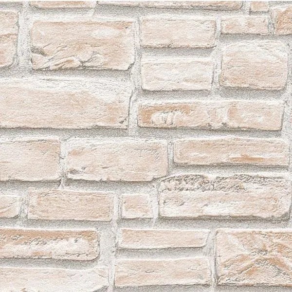 Vinylová tapeta na zeď Wood´n Stone 662125, rozměr 10,05 m x 0,53 m, cihla světle hnědá, A.S.Création