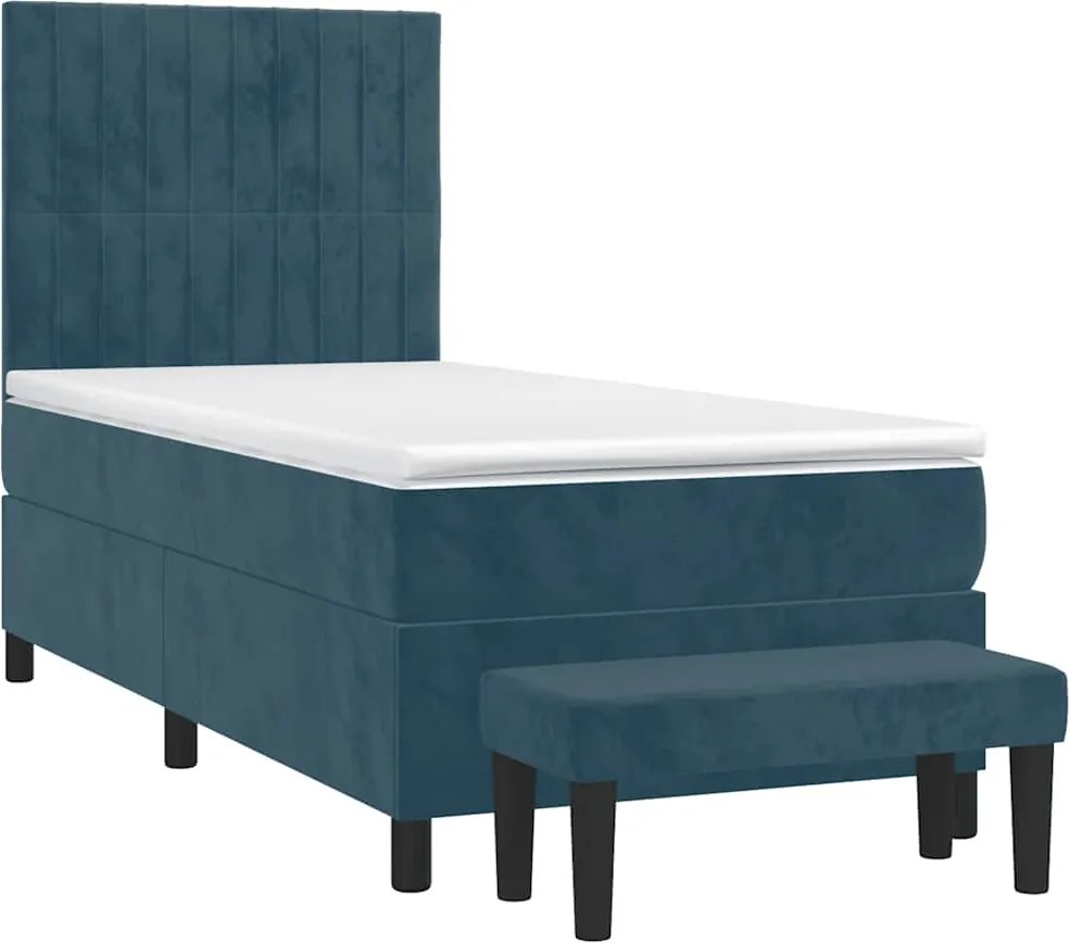 Box spring postel s matrací tmavě modrá 90x190 cm samet 3137939
