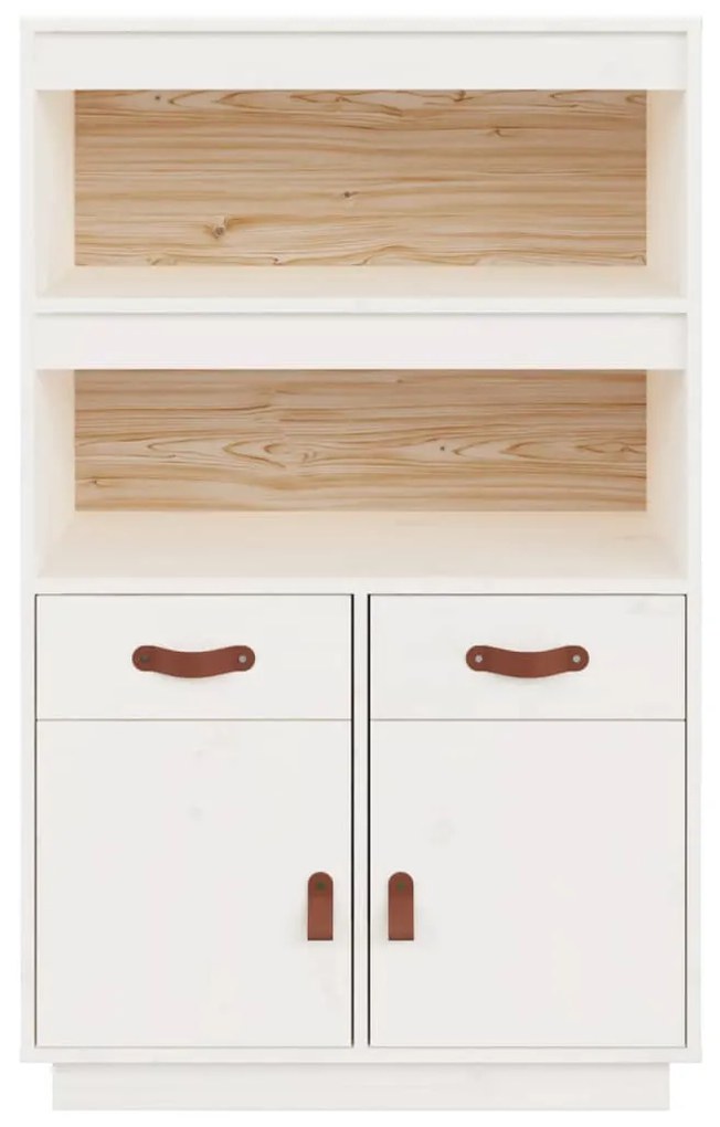 Skříň highboard bílá 67 x 40 x 108,5 cm masivní borové dřevo