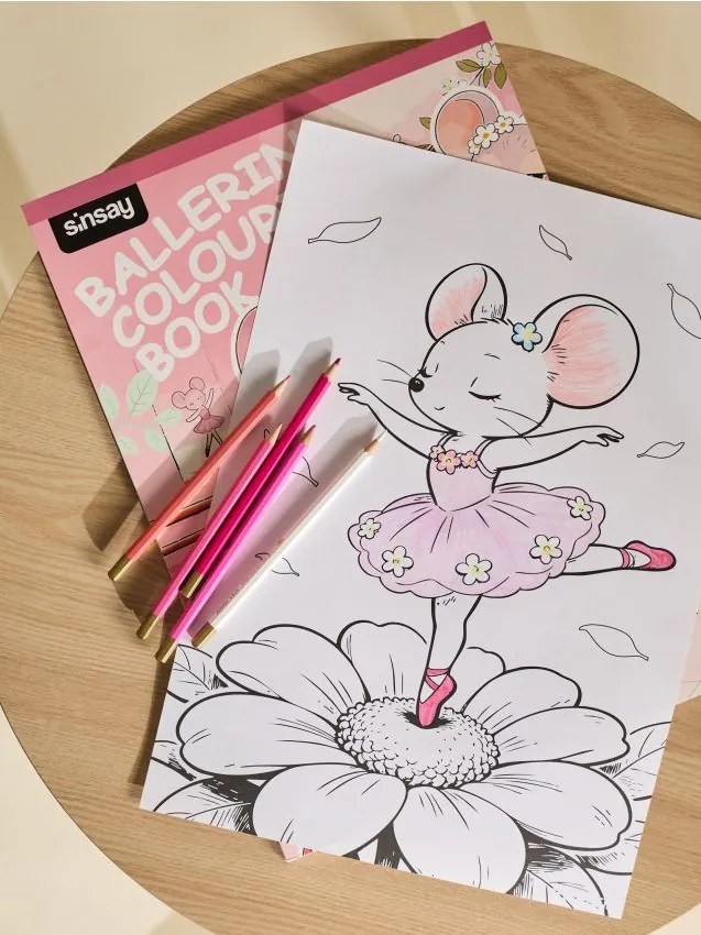 Sinsay - Omalovánka s motivem myší baletky - růžová