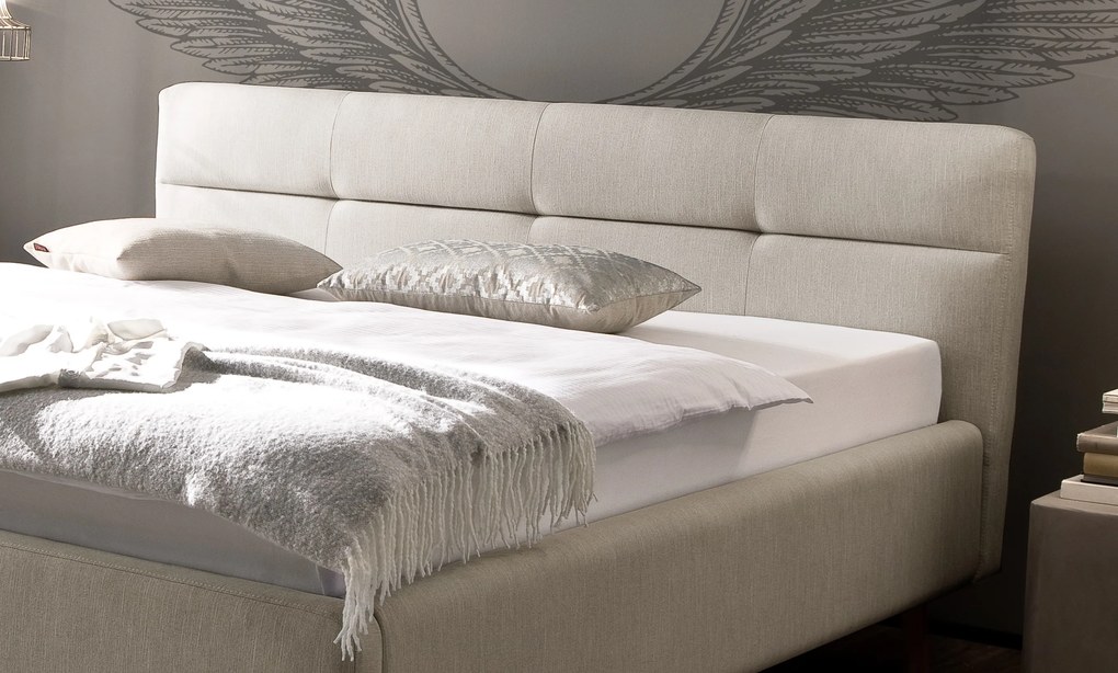 Čalouněná postel LOTTE 160x200 s úložným prostorem, béžová