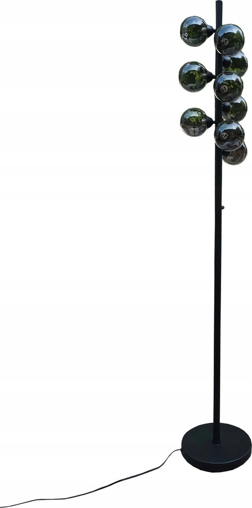 Stojací lampa černá 157 cm, 9 žárovek, stmívatelná