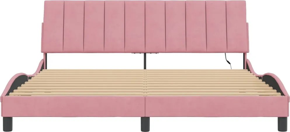 Rám postele s LED osvětlením bez matrace Hanko růžový 180 x 200 cm samet 3213798