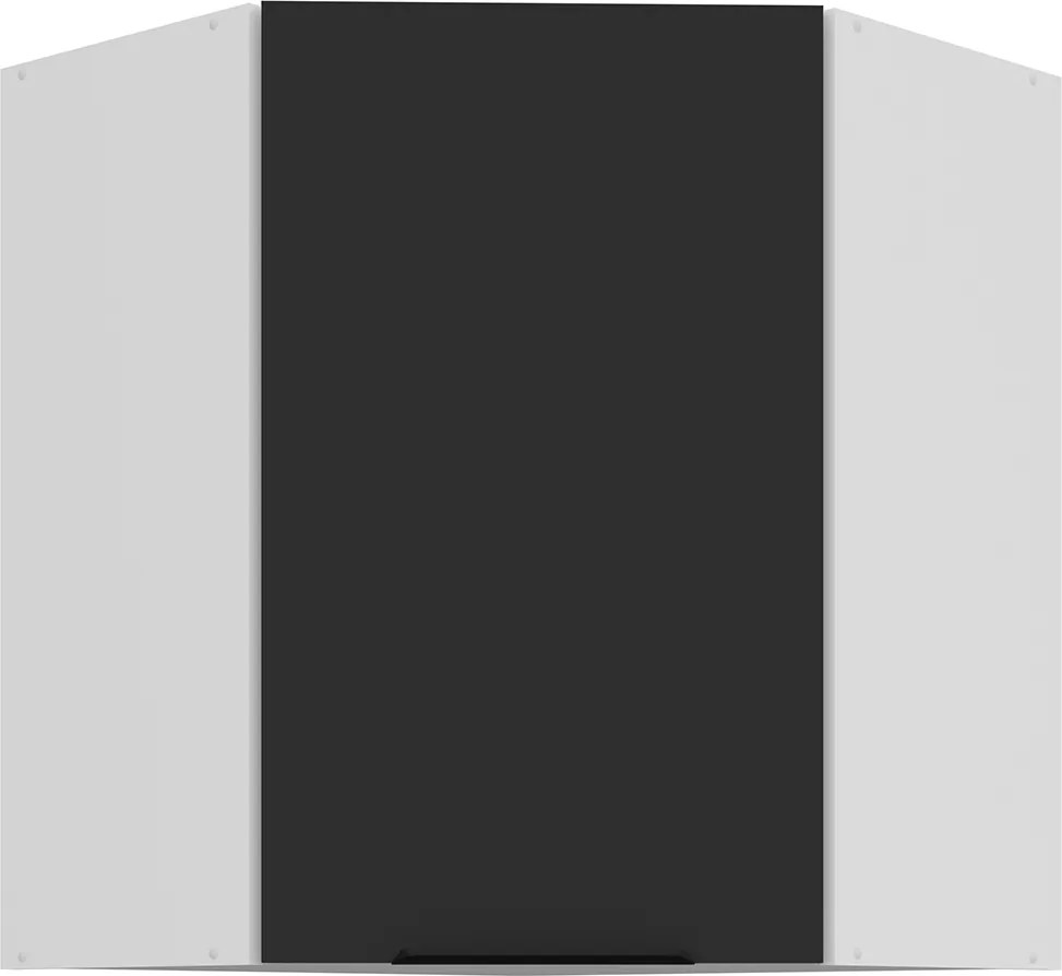 ARIA bc | horní kuchyňská skříňka 60x60 GN-72 1F (45°) rohová s policemi | 60x60 cm | bílá/černá
