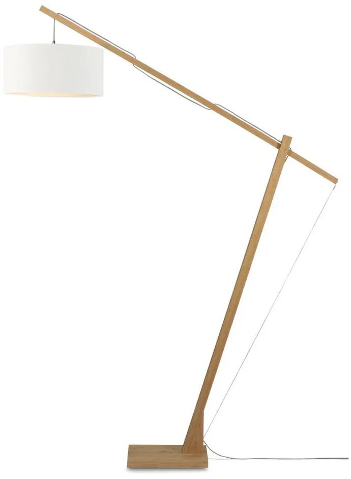 Stojací lampa s bílým stínidlem a konstrukcí z bambusu Good&amp;Mojo Montblanc
