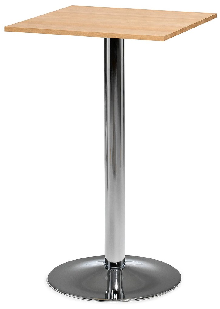 AJ Produkty Barový stůl SIRI, 700x700 mm, bukový masiv, chromovaná podnož