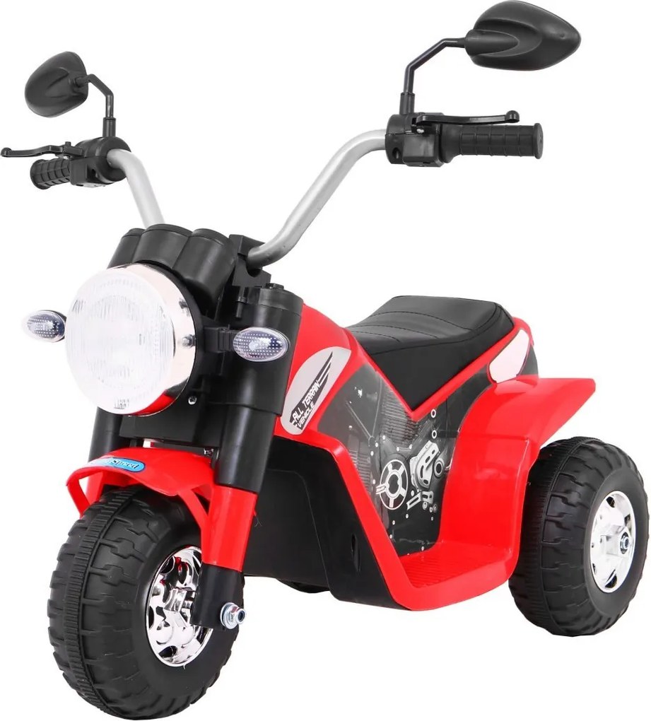 Ramiz Dětská bateriová motorka MiniBike červená + zvuky + LED světla + ekokůže