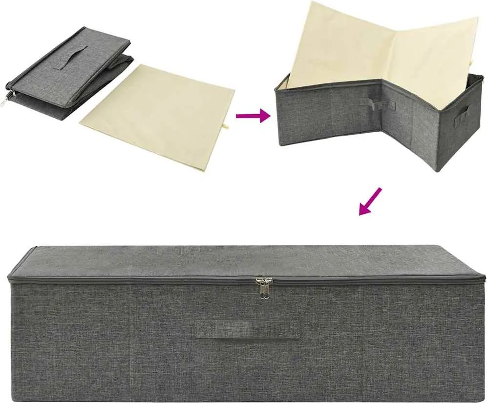 Úložné boxy 2 ks textil 70 x 40 x 18 cm antracitové 332904