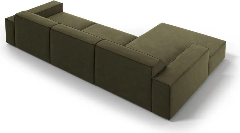 Khaki sametová modulární rohová pohovka (levý roh/s lenoškou) Jodie – Micadoni