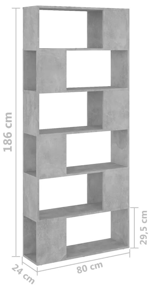 Knihovna / dělicí stěna Montello - betonově šedá | 80x24x186 cm