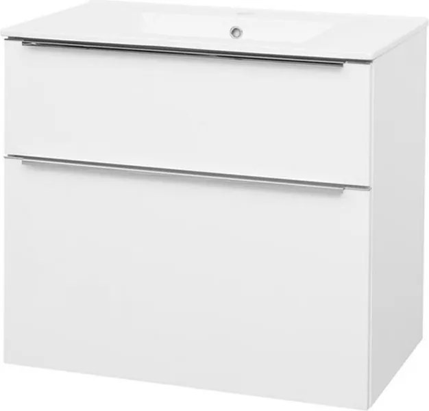 Mereo Mereo, Mailo, koupelnová skříňka s keramickým umyvadlem 81 cm, bílá, dub, antracit, CN511