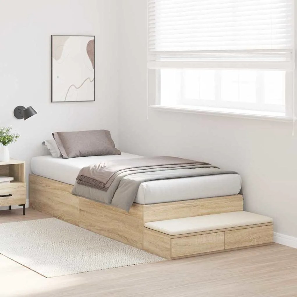 Rám postele s úložným prostorem se zásuvkou Sonoma dub 100 cm 3335615