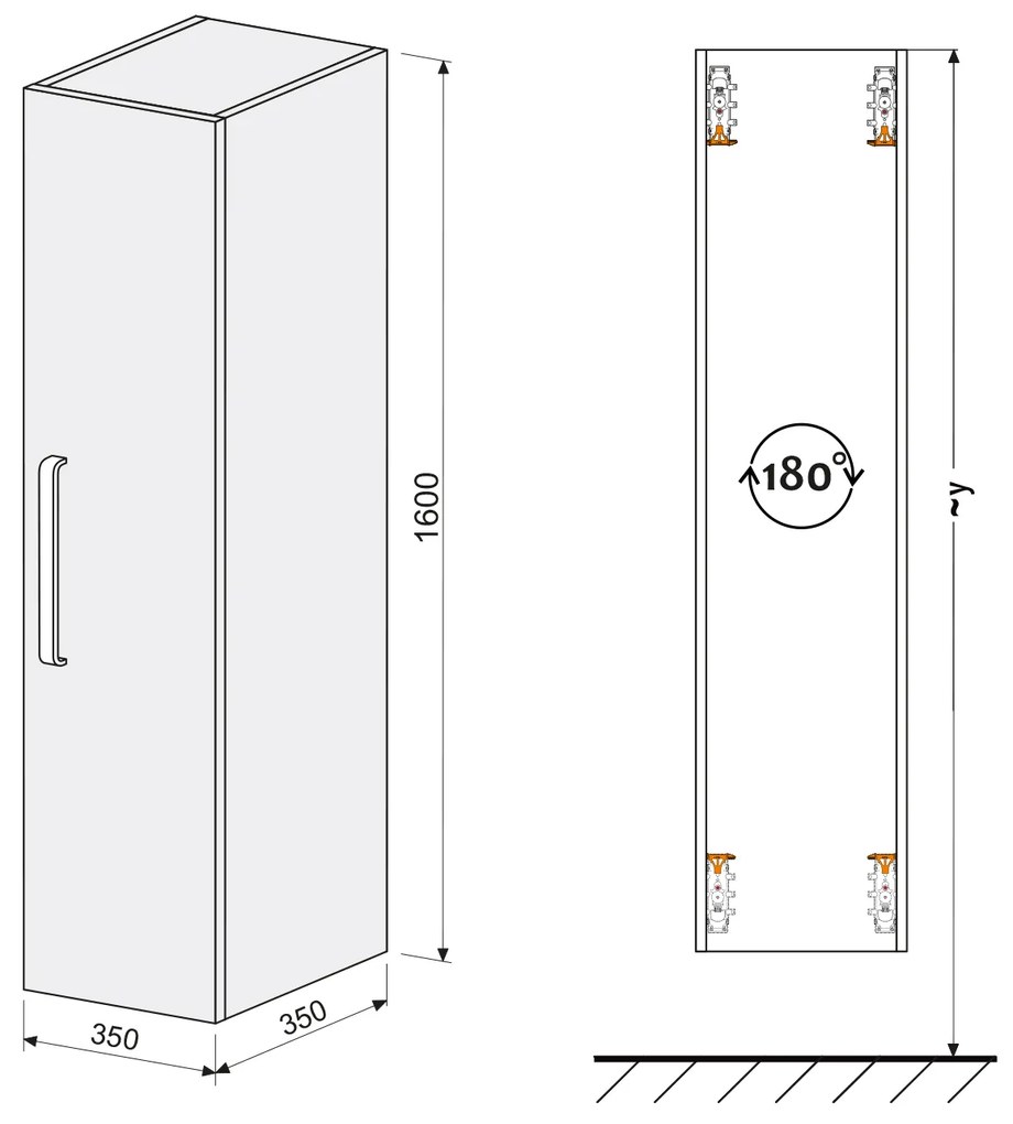 Intedoor Sonata 35 VS D370 skříňka vysoká závěsná LEVÁ / PRAVÁ dub Wellington