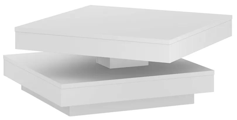Konferenční stolek MANDY 360° otočná deska 70x70 cm, lamino bílý mat