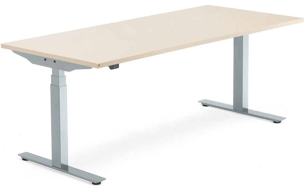 AJ Produkty Výškově nastavitelný stůl MODULUS, 1800x800 mm, stříbrný rám, bříza