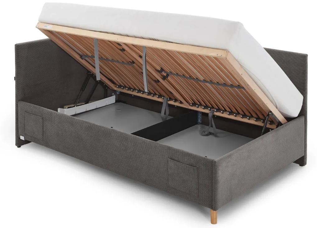 Antracitová manšestrová postel Meise Möbel Cool II. 120 x 200 cm s úložným prostorem