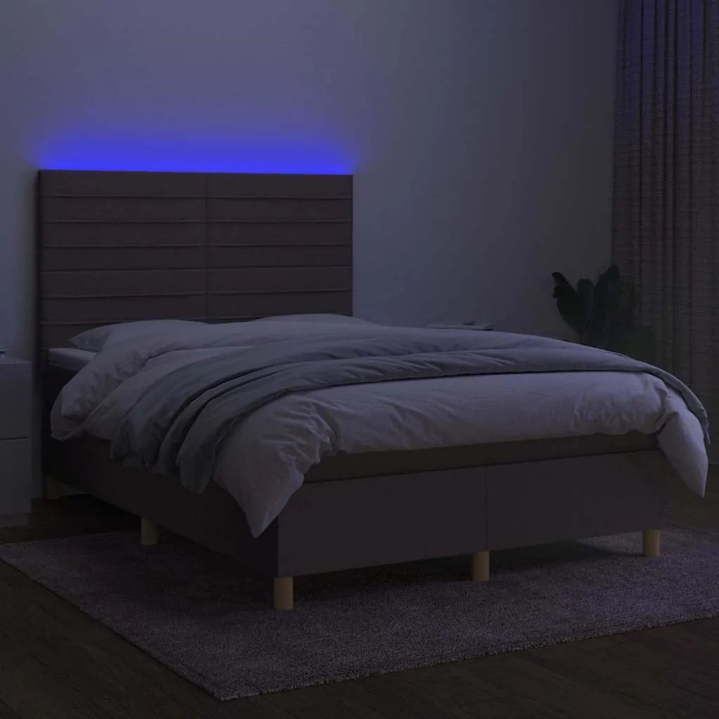 Box spring postel s matrací a LED taupe 140x200 cm textil 3135521