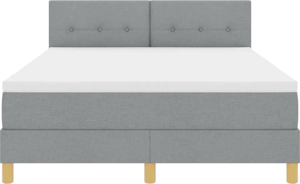 Postel s boxspringem s čelo Světle šedá 140 x 190 cm textil 3338916