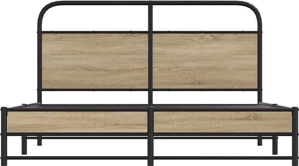 Kovový rám postele bez matrace kouřový dub 160 x 200 cm 3318679