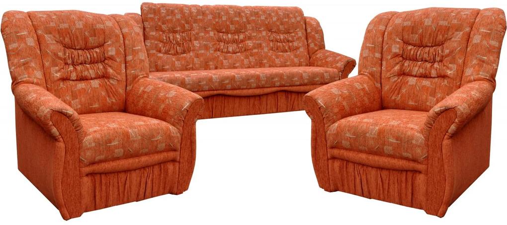 Pohodlná sedací souprava s úložným prostorem v oranžové barvě 3+1+1 F1315