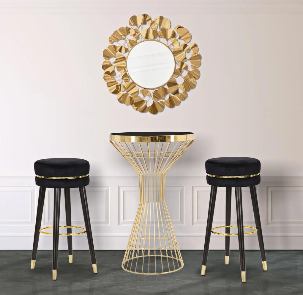 Sametová barová stolička Mauro Ferretti Faria 35x74 cm, černá/zlatá