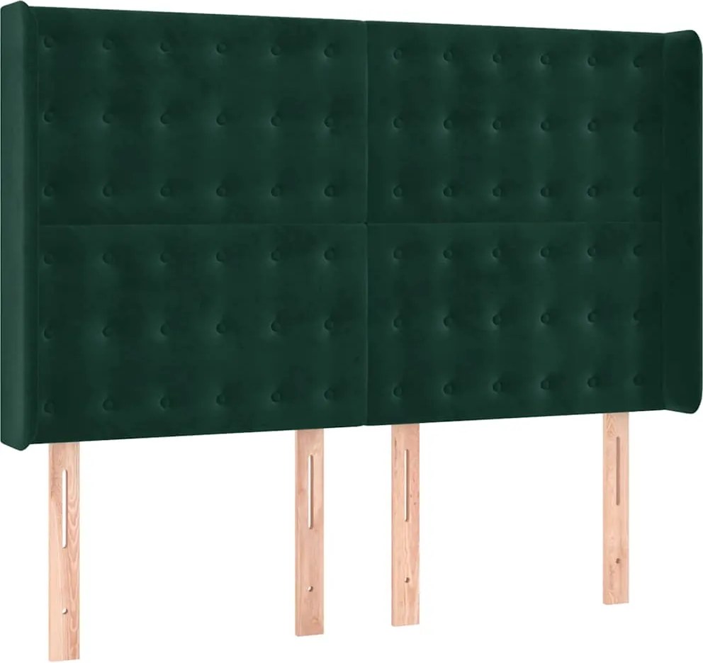 Box spring postel s matrací a LED tmavě zelená 140x190 cm samet 3139802