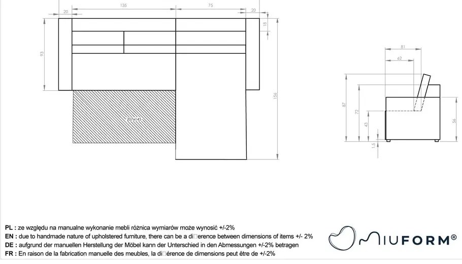 Tmavě modrá rozkládací rohová pohovka (variabilní) Brave Dave – Miuform