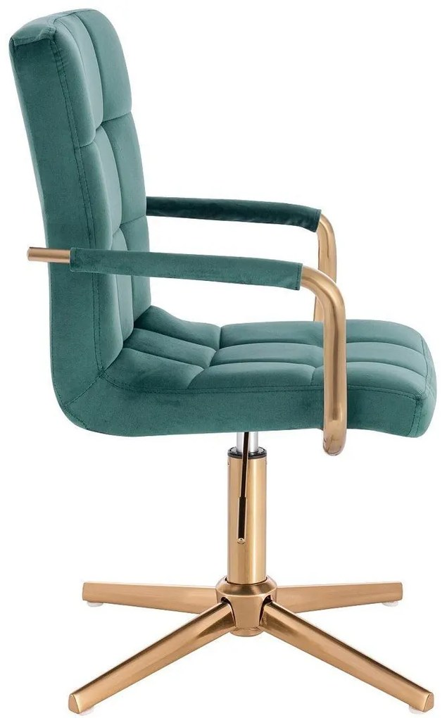 LuxuryForm DESIGN Otočná židle VERONA GOLD VELUR na zlatém kříži - zelená