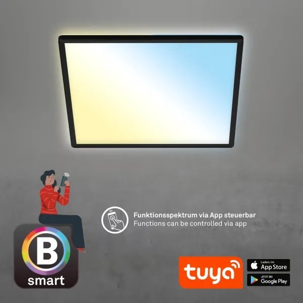 Briloner 7060-015 - LED Stm panel SLIM 22W/230V 42x42 cm černá Wi-Fi Tuya + DO