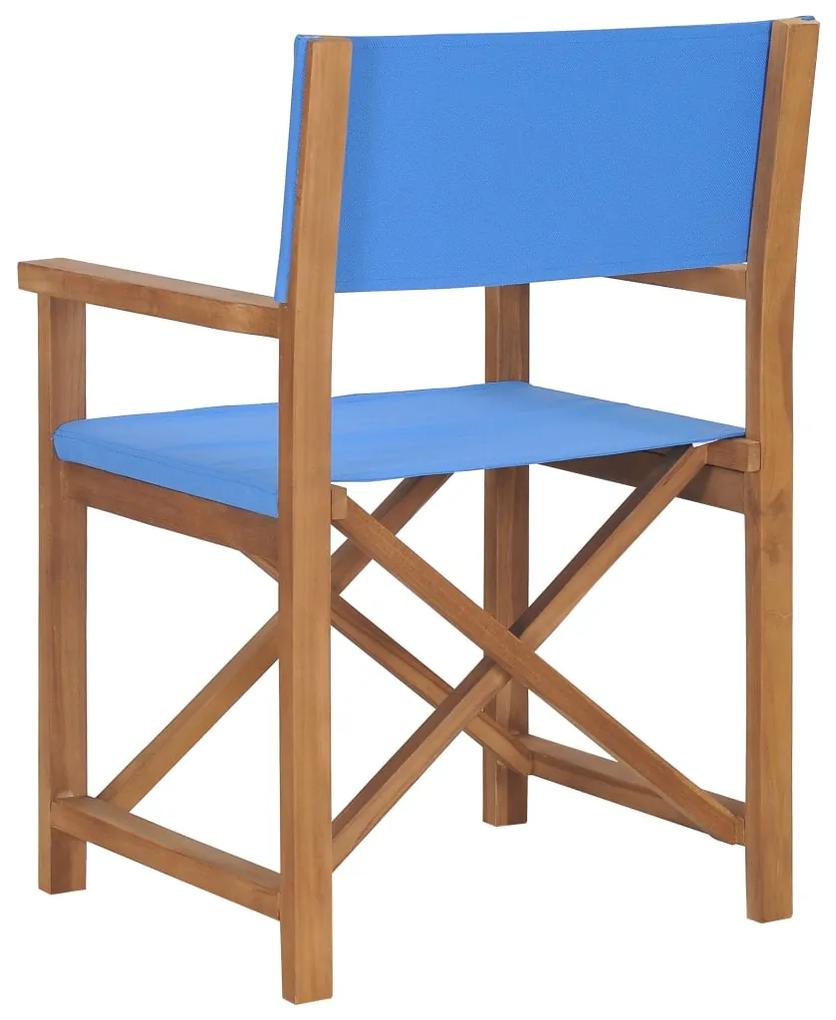 Režisérská židle masivní teakové dřevo modrá,  47412
