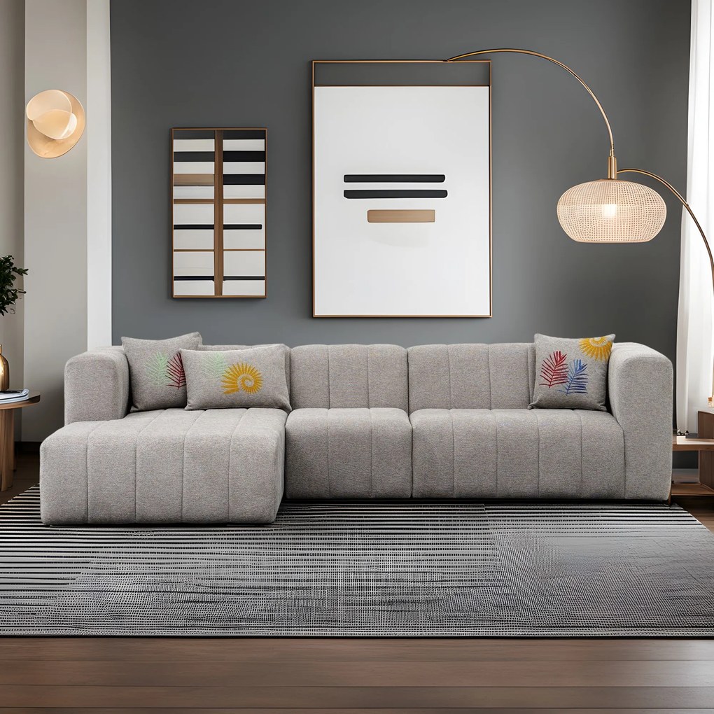 Hanah Home Rohová pohovka BEYZA levá světle šedá
