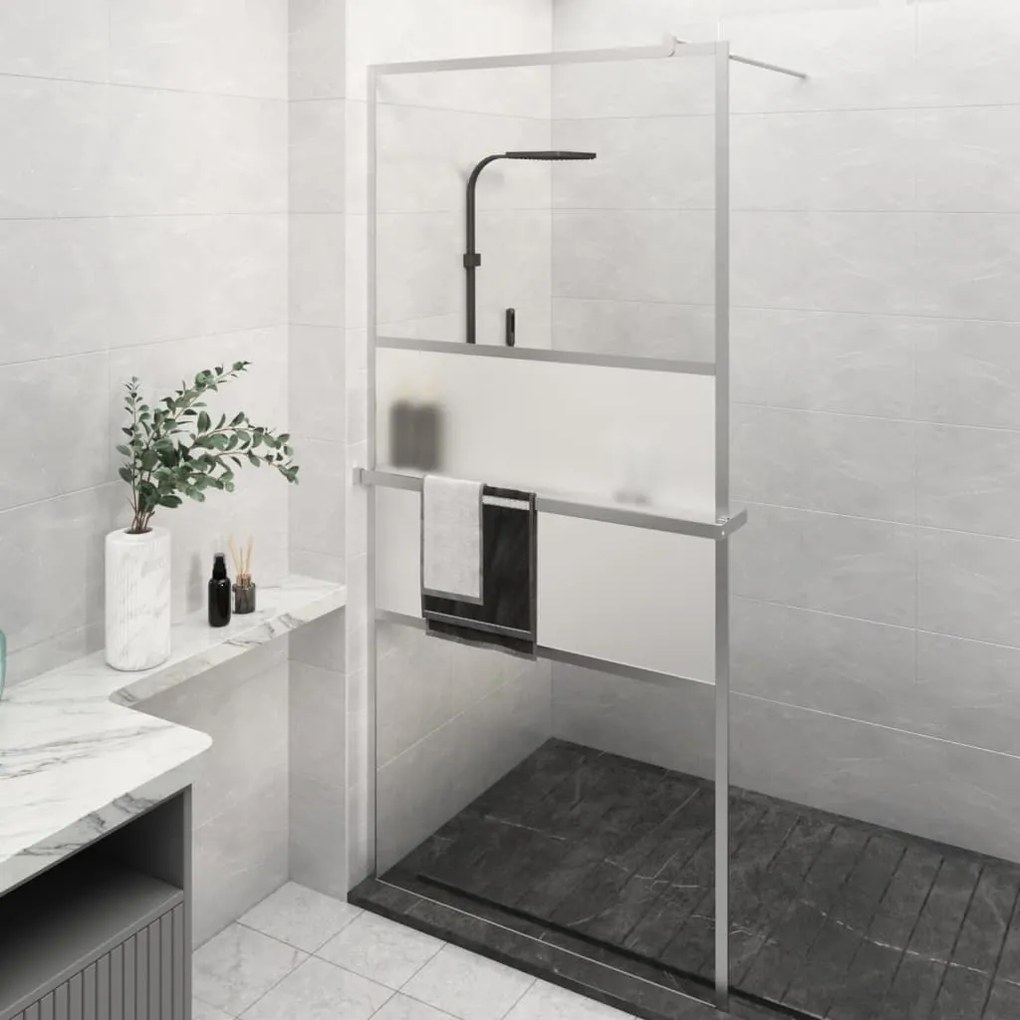 Zástěna do průchozí sprchy s policí chrom 90x195 cm ESG/hliník 3185496