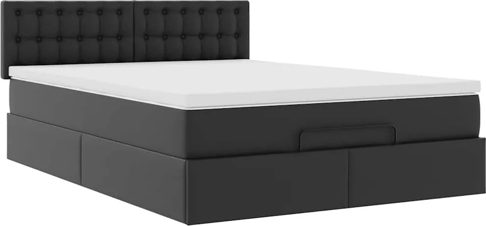 Osmanský rám postele s matrací černá 140x190cm umělá kůže 3311303