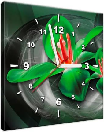 Tištěný obraz s hodinami Zelené vesmírné květiny - Jakub Banas 30x30cm ZP3577A_1AI