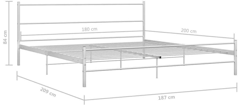 vidaXL Marketos Rám postele bílý kov 180 x 200 cm