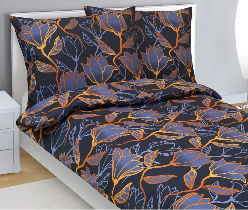 Bavlněné povlečení Modrá,Zlatá 90/539 - 140x200 cm, 70x90 cm