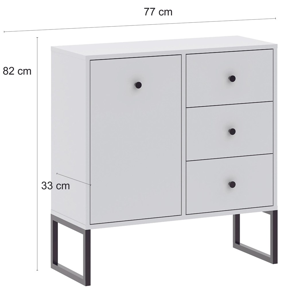 Komoda LINEA 1D3S bílá