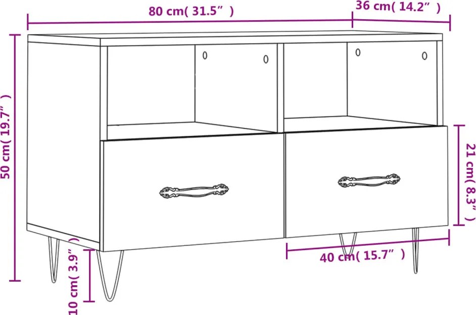 vidaXL TV skříňka 80 x 36 x 50 cm kompozitní dřevo [828968] Barva: Černá