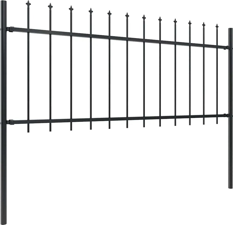 Zahradní plot Woerden s kopím nahoře ocelový 170 x 80 cm černý 144924