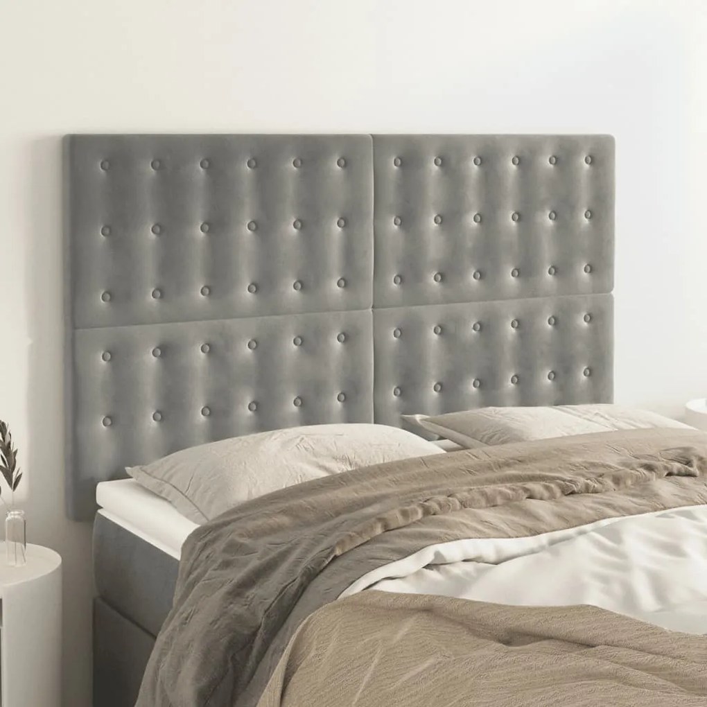 Čelo postele světle šedé 144x5x118/128 cm sametové 3116814