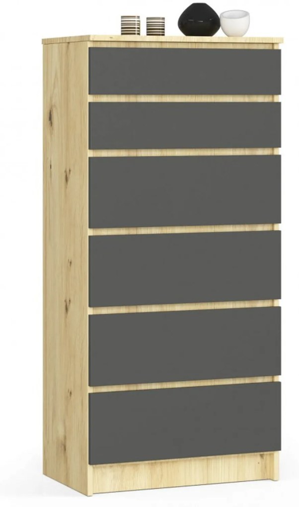 Komoda K60 6SZ artisan oak/šedý grafit