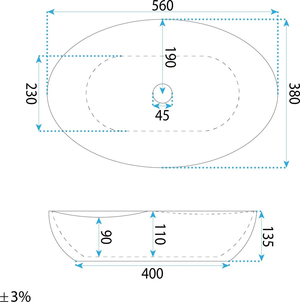 Rea Emilia Reno, umyvadlo na desku 560×380×135 mm, béžová matná – imitace kamene, REA-U3510