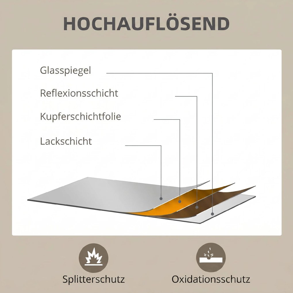 HOMCOM Obdélníkové Zrcadlo Koupelnové Zrcadlo 70x90 cm Dekorativní Zrcadlo pro Obývací Pokoj, Předsíň, Chodbu Horizontálně nebo Vertikálně Bílé