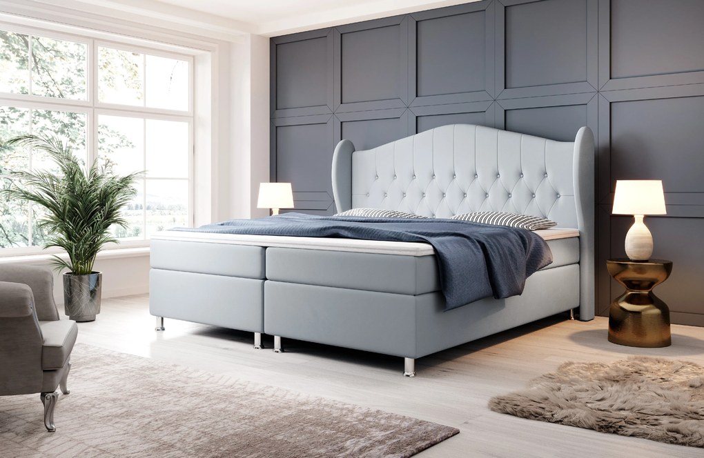 K&M postele Designová boxspring postel ANGEL bez úložného prostoru Velikost postele: 140 × 200 cm, Výběr matrace: Oboustranná pružinová matrace - stř…