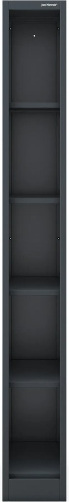 Úzký kovový regál, archivační na dokumenty antracitový: TIM 250 x 1950 x 450 mm