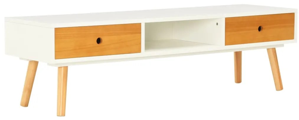 TV stolek Lyons - masivní borové dřevo - bílý | 120x35x35 cm