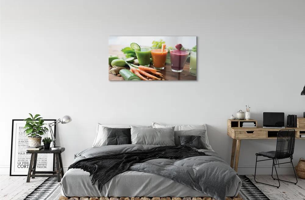 Obraz na skle zeleninové koktejly 125x50 cm