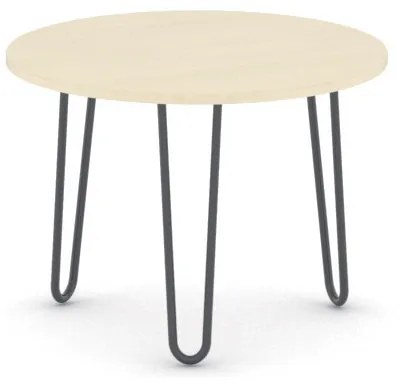 Kulatý konferenční stůl SPIDER, průměr 60 cm, černá podnož, bříza