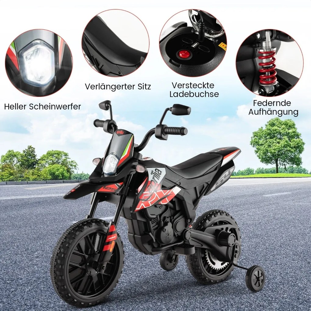 Costway 12 V Dětská elektromotocykl s tréninkovými koly licencovaná